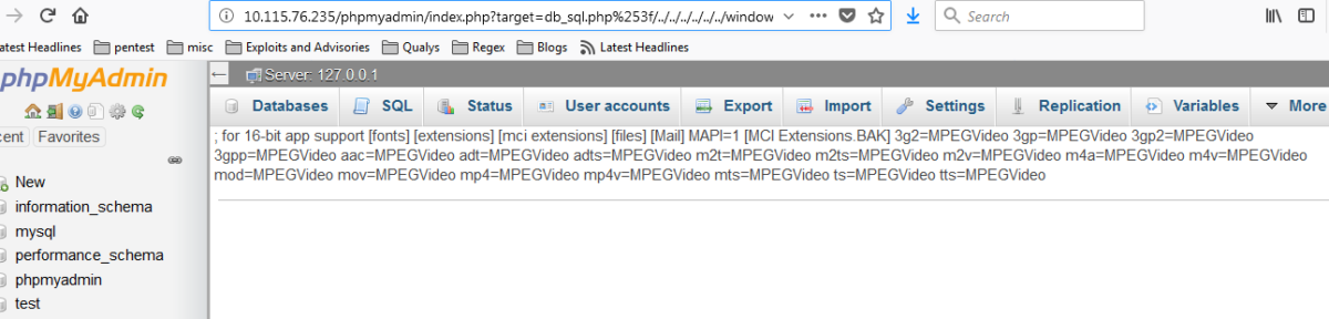 Phpmyadmin Local File Inclusion Vulnerability Pmasa 2018 4 Qualys Threatprotect
